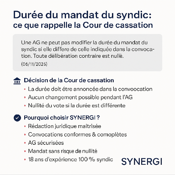 Durée du Mandat de syndic :: SYNERGI syndic de copropriété